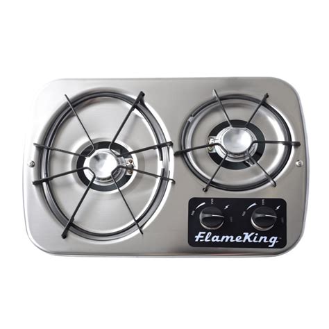 Flame King Lp Gas Drop In 2 Burner Rv Cooktop Stove Stainless Steel