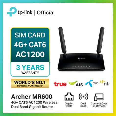Archer MR600 4G Cat6 AC1200 Wireless Dual Band Gigabit Router เราเตอรใสซม 4G เราเตอรใส