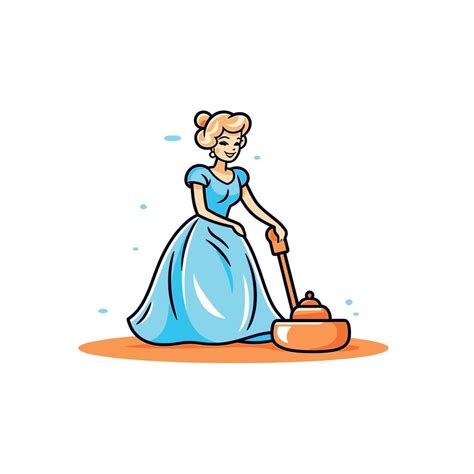 Cinderella Cleaning With A Cheerful Expression 55186325 Vector Art At