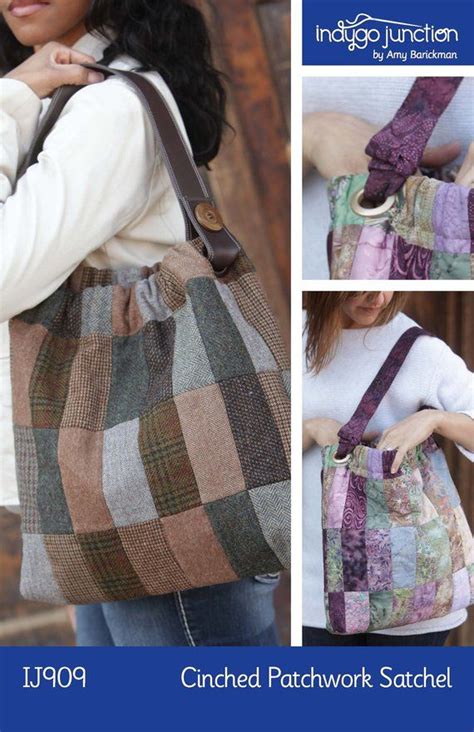 Cinched Patchwork Satchel Digital Sewing Pattern Pdf Create Easy Tote