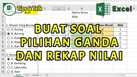 Cara Membuat Soal Pilihan Ganda Di Microsoft Excel Option Button Youtube