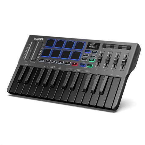 Dmk25pro Usb Midi Keyboard Controller 25 Mini Key Portable Midi With 8 Backlit Drum Oled