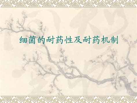 细菌的耐药性及耐药机制课件 Ppt