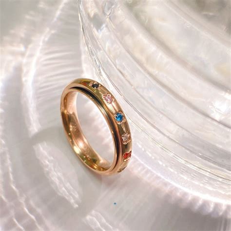 Rainbow Spinner Ring Gemstone Spinner Ring Rose Gold Fidget Etsy