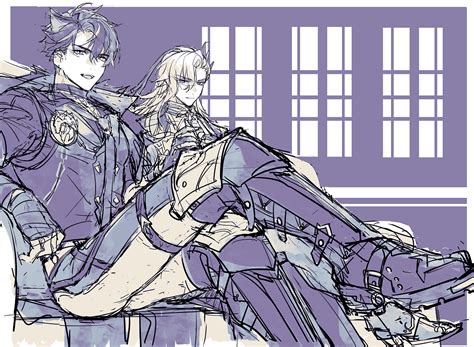 Neuvillette And Wriothesley Genshin Impact Drawn By Toriyoshi Danbooru