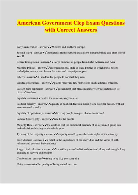 American Government Clep Exam Questions With Correct Answers Clep American Government Stuvia Us