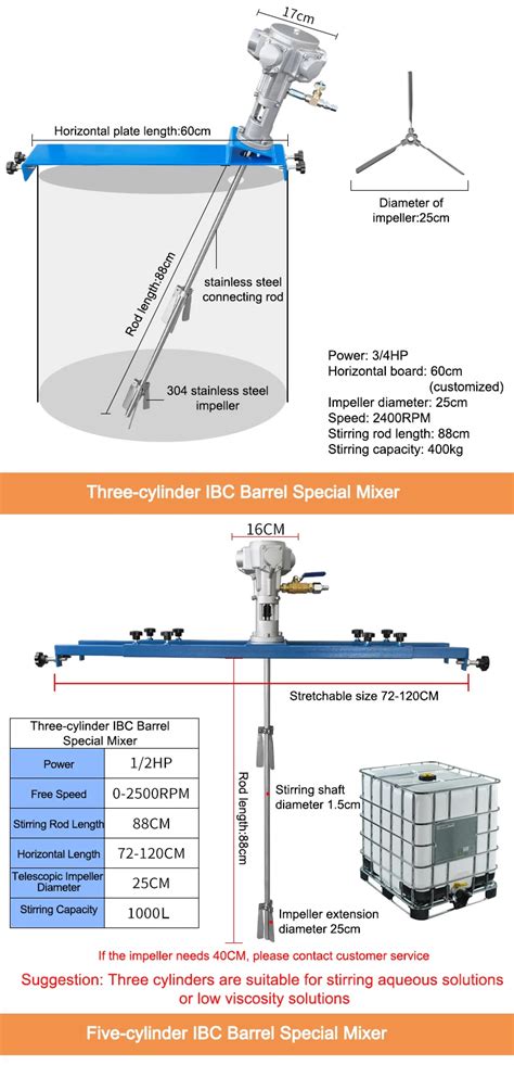 Professional Ibc Agitator Mixer Electric Motor 1000l Ibc Tank Mixer