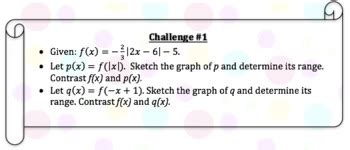 Graphing Absolute Values Writing Piecewise Functions Practice Activity
