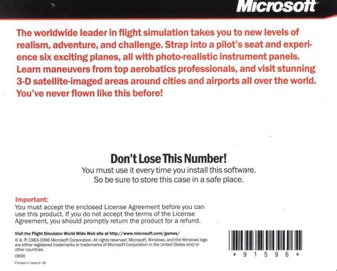 Microsoft Flight Simulator For Windows 95 Cover Or Packaging Material