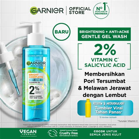 Jual Garnier Bright Complete Anti Acne Gel Wash 120ml Skincare Sabun