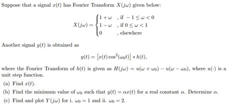 Solved Suppose That A Signal X T ﻿has Fourier Transform