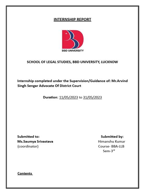 Himanshu Report Pdf Pdf Advocate Internship