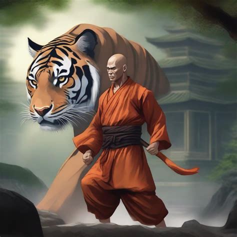 Monk Fighter And Fierce Tiger A Powerful Duo