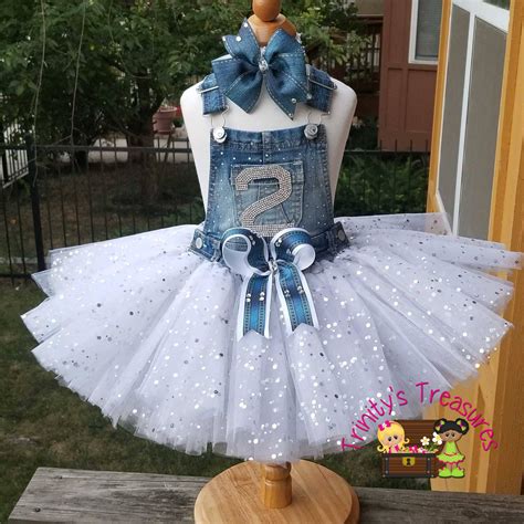 Denim Birthday Outfit Overall Tutu Denim And Diamonds Outfit Etsy