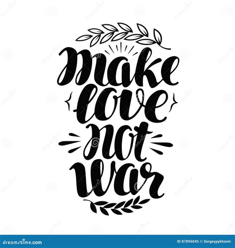 Make Love No War Label Hand Drawn Typography Poster Peace Hippy