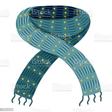 줄무늬와 점이있는 귀여운 니트 스카프 추운 날씨를위한 겨울과 가을의 따뜻한 모직 니트웨어 배경에 고립 된 손으로 그린 벡터 클립 아트 겨울 옷과 액세서리 양모 네커치프 10