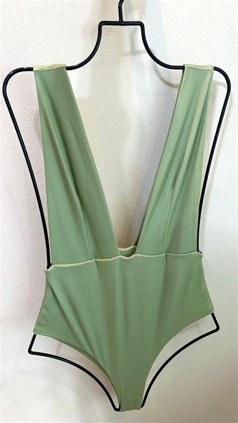 Light Olive Plunge One Piece Swimsuit Cala Tropical Wear