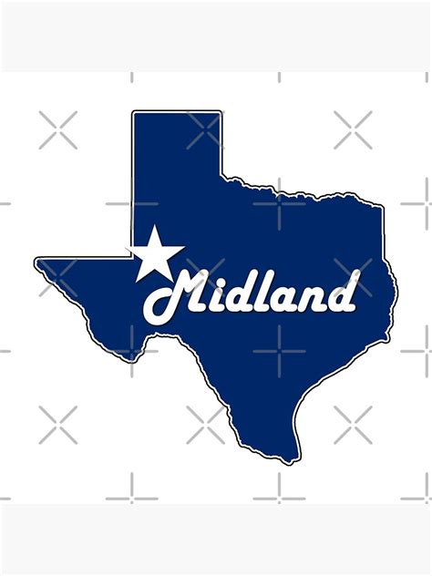 Midland Texas Navy Blue Lone Star State Map Texan Poster For Sale By