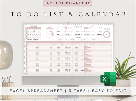 Task Tracker Excel Template Digital Checklist Template Etsy