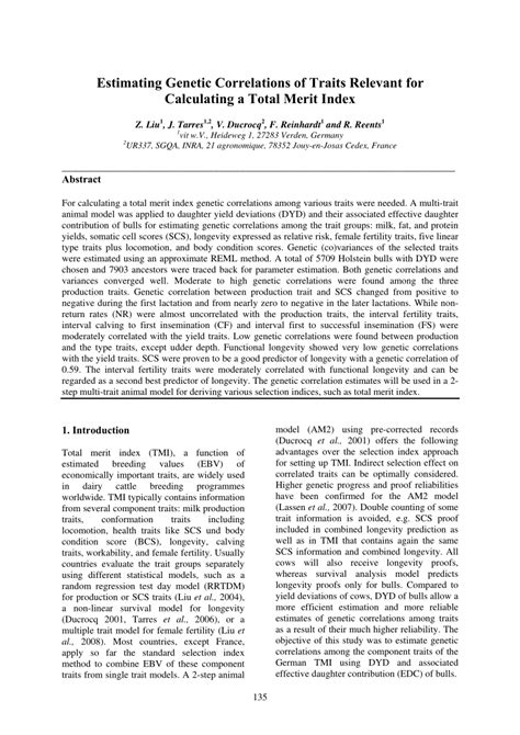 Pdf Estimating Genetic Correlations Of Traits Relevant For