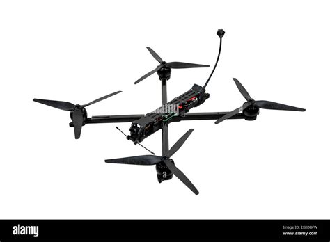 Modern Fpv Drone On A White Background Four Engine Aircraft On The