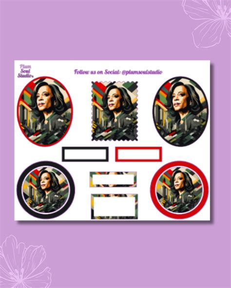 Kamala Harris Mini Sticker Sheet Plum Soul Studio