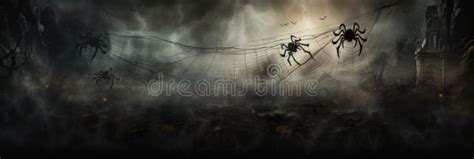 Real Creepy Spider Webs On Banner Halloween Stock Illustration Illustration Of Silk