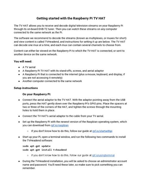getting started with the raspberry pi tv hat pdf raspberry pi