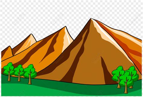 Mountain Cartoon Yellow Color Cartoon Illustration Mountaintops