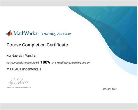 Kondaprathi Varsha On Linkedin Hello Everyone Im Happy To Share My Matlab Fundamentals Certificate