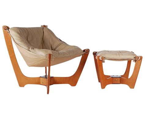 Scandinavian Leather Sling Lounge Chair And Ottoman At 1stdibs