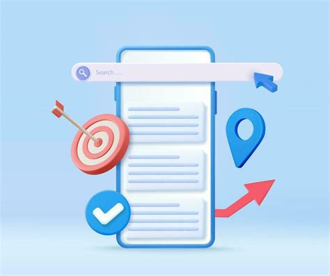 3d Search Engine On Smartphone Screen With A Target And Local Pin
