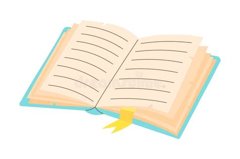 Open Old Book With Bookmark And Empty Lined Paper Sheets Stock Vector