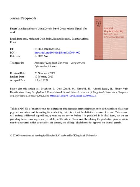 Pdf Finger Vein Identification Using Deeply Fused Convolutional