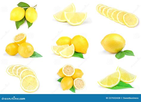 Collection Of Limons Isolated On A White Background With Clipping Path Royalty Free Stock Image