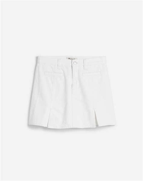 Denim Pleated Mini Skirt In Tile White Madewell