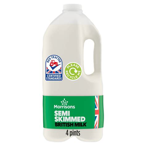 Morrisons British Semi Skimmed Milk 4 Pint Morrisons Online Groceries