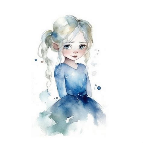 Pixar Cute Illustration Young Princess Elsa Premium Ai Generated Image