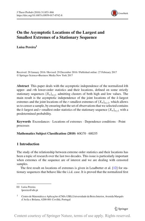 On The Asymptotic Locations Of The Largest And Smallest Extremes Of A