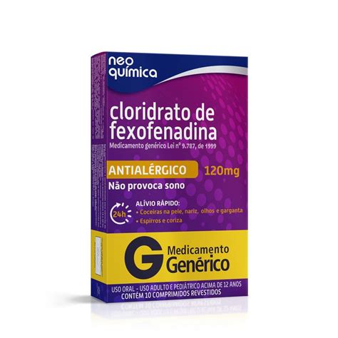 Cloridrato De Fexofenadina 120mg Com 10 Comprimidos Revestidos Neo Química Drogafuji Drogafuji