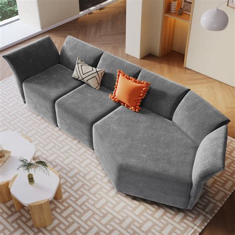 Sofa Set With Polyester Upholstery And Adjustable Back Modern Stylish