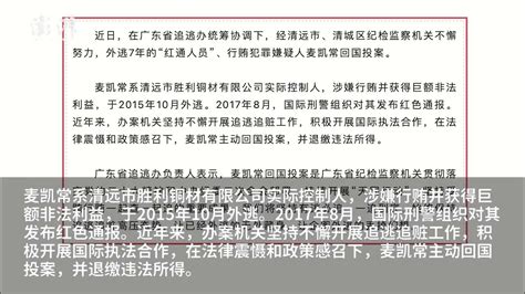 外逃7年，“红通人员”麦凯常回国投案 Youtube