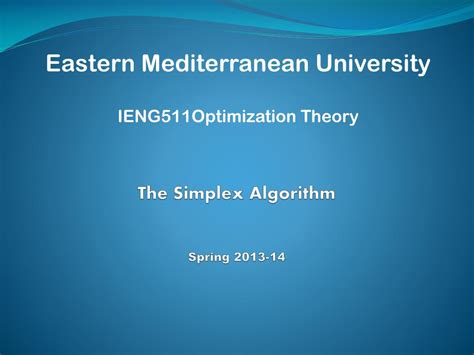 Ppt The Simplex Algorithm Spring 2013 14 Powerpoint Presentation