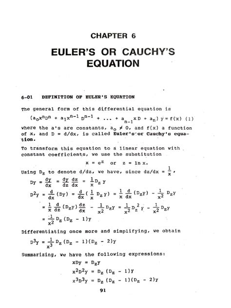 Chapter 6 Eulers Or Cauchy Equations Pdf