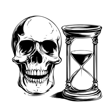 A Skull Beside An Hourglass 50035661 Vector Art At Vecteezy