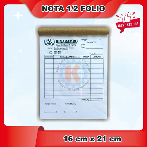 Jual Nota 1 2 Folio 2 PLY Kwitansi Surat Jalan Faktur Bon