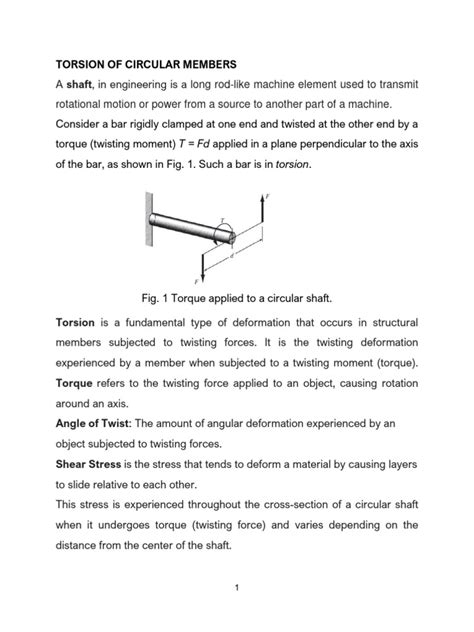 Torsion Of Circular Members Lesson Notes 1 Pdf Stress