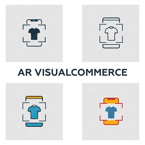 Premium Vector Augmented Reality Commerce Icon Set Four Elements In Diferent Styles From