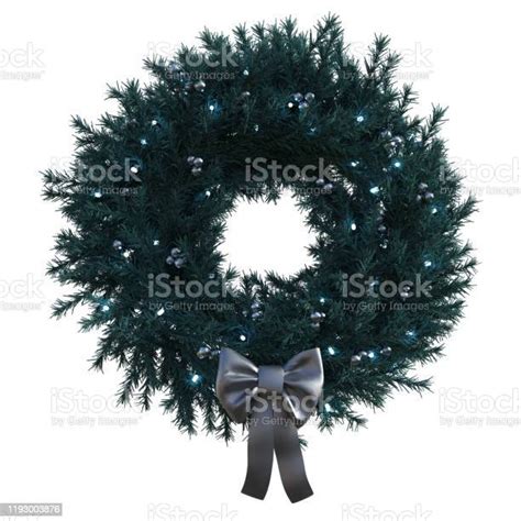 흰색 3d 렌더링에 고립 된 활과 조명과 아름다운 크리스마스 화환 0명에 대한 스톡 사진 및 기타 이미지 0명 12월 3