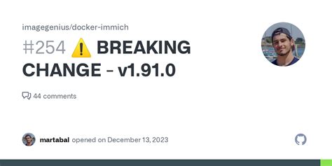 BREAKING CHANGE V Issue Imagegenius Docker Immich GitHub
